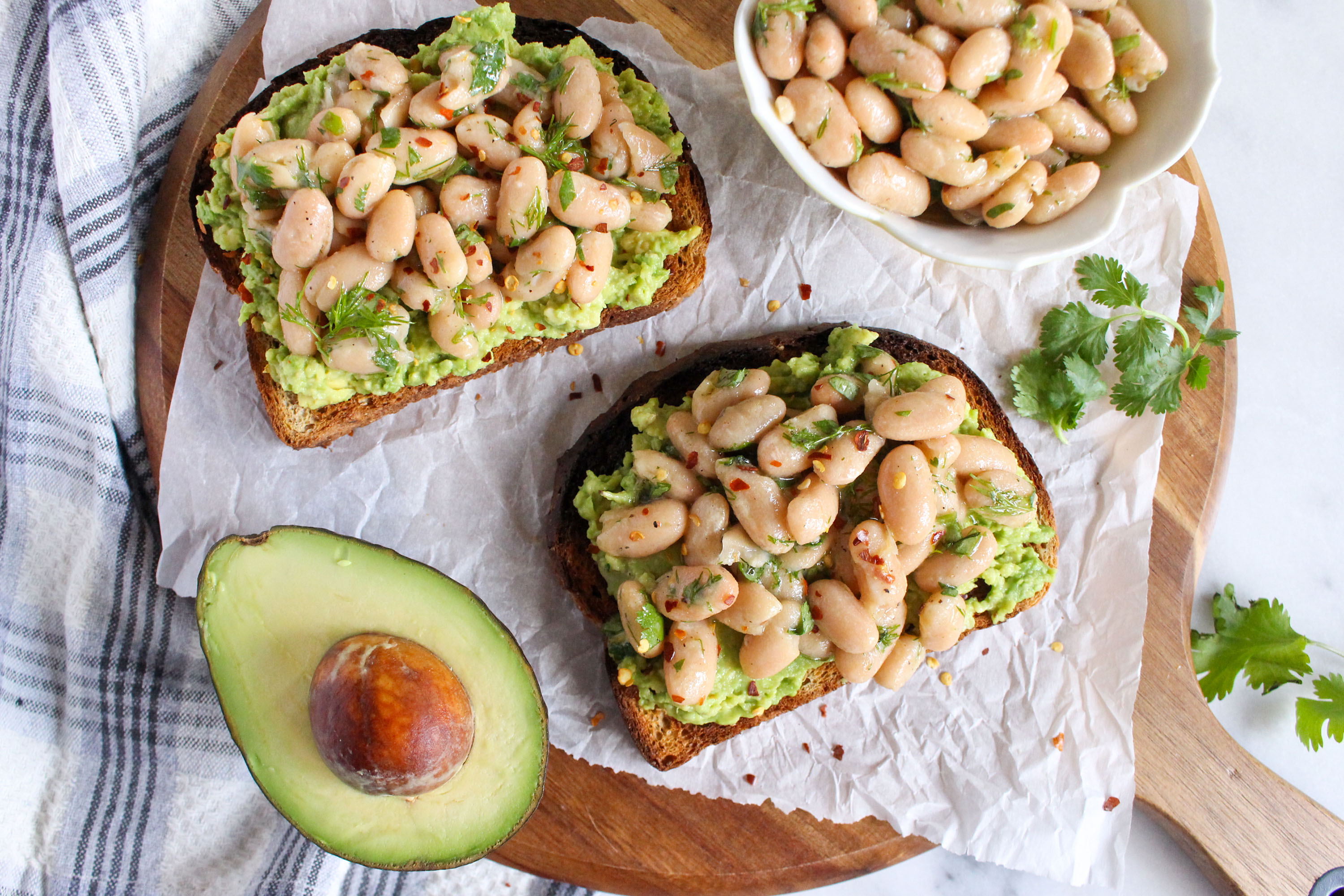 Avocado Toast With Marinated White Beans