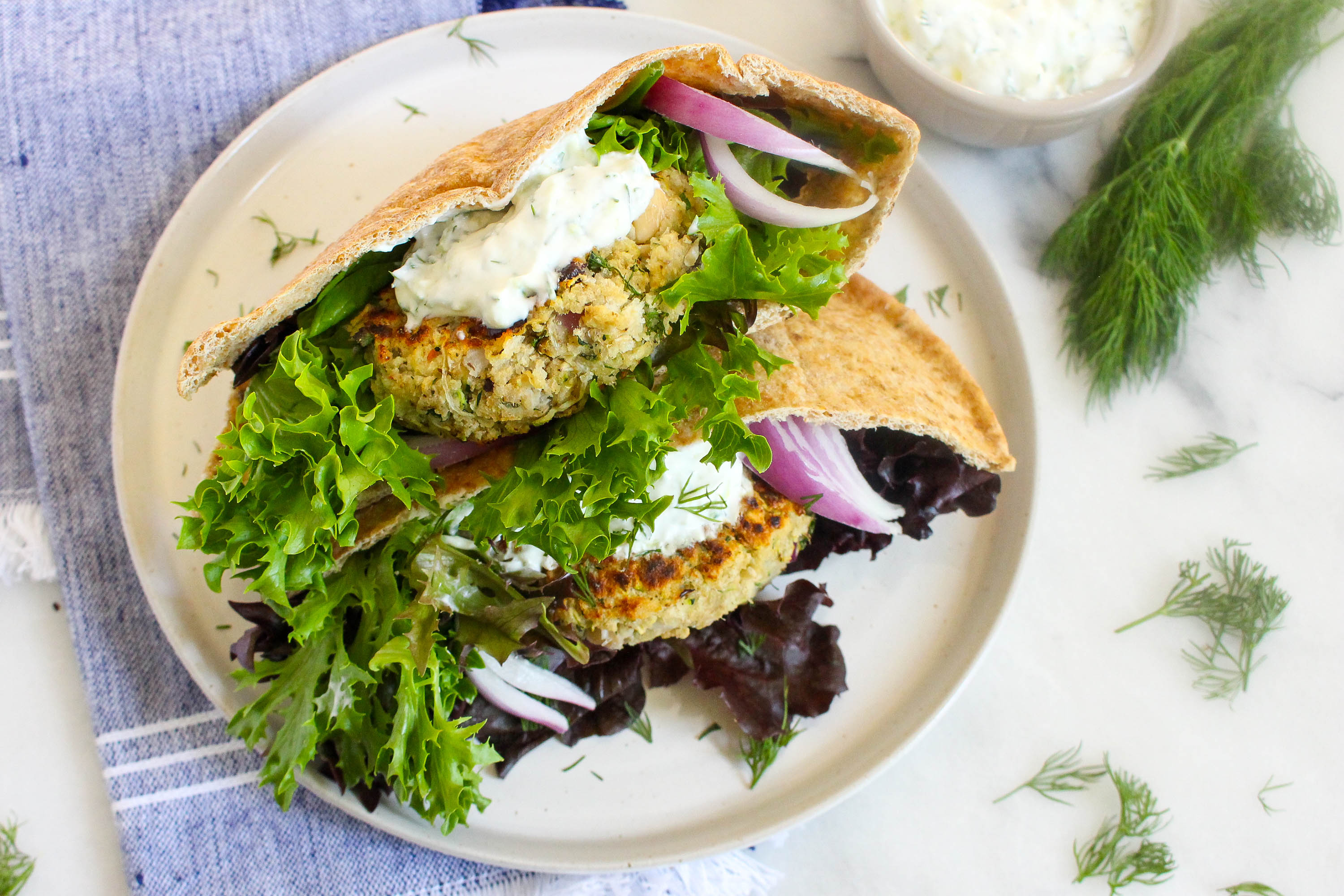 Mediterranean Veggie Burger Pitas