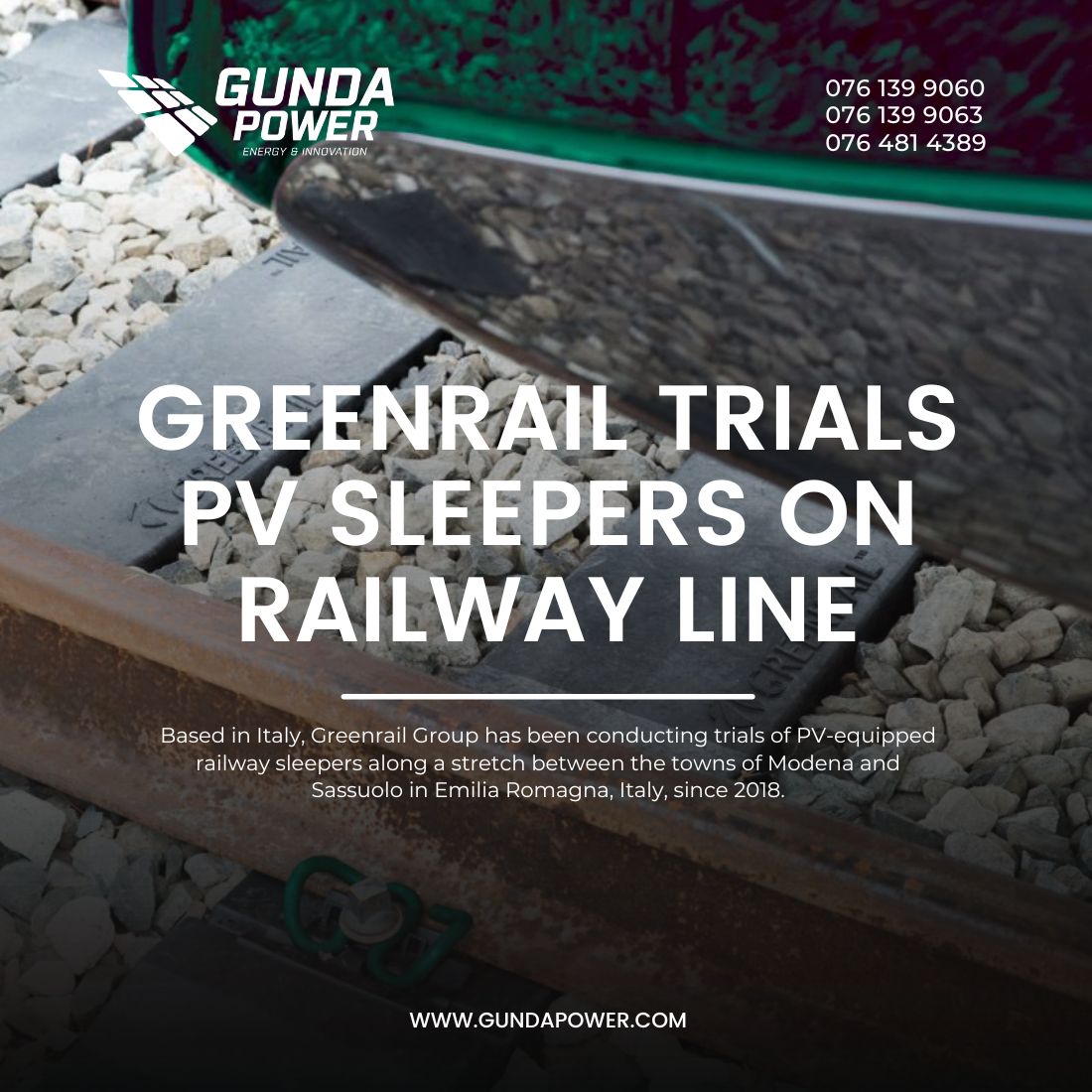 Greenrail Trials PV Sleepers on Railway Line | Gunda Power