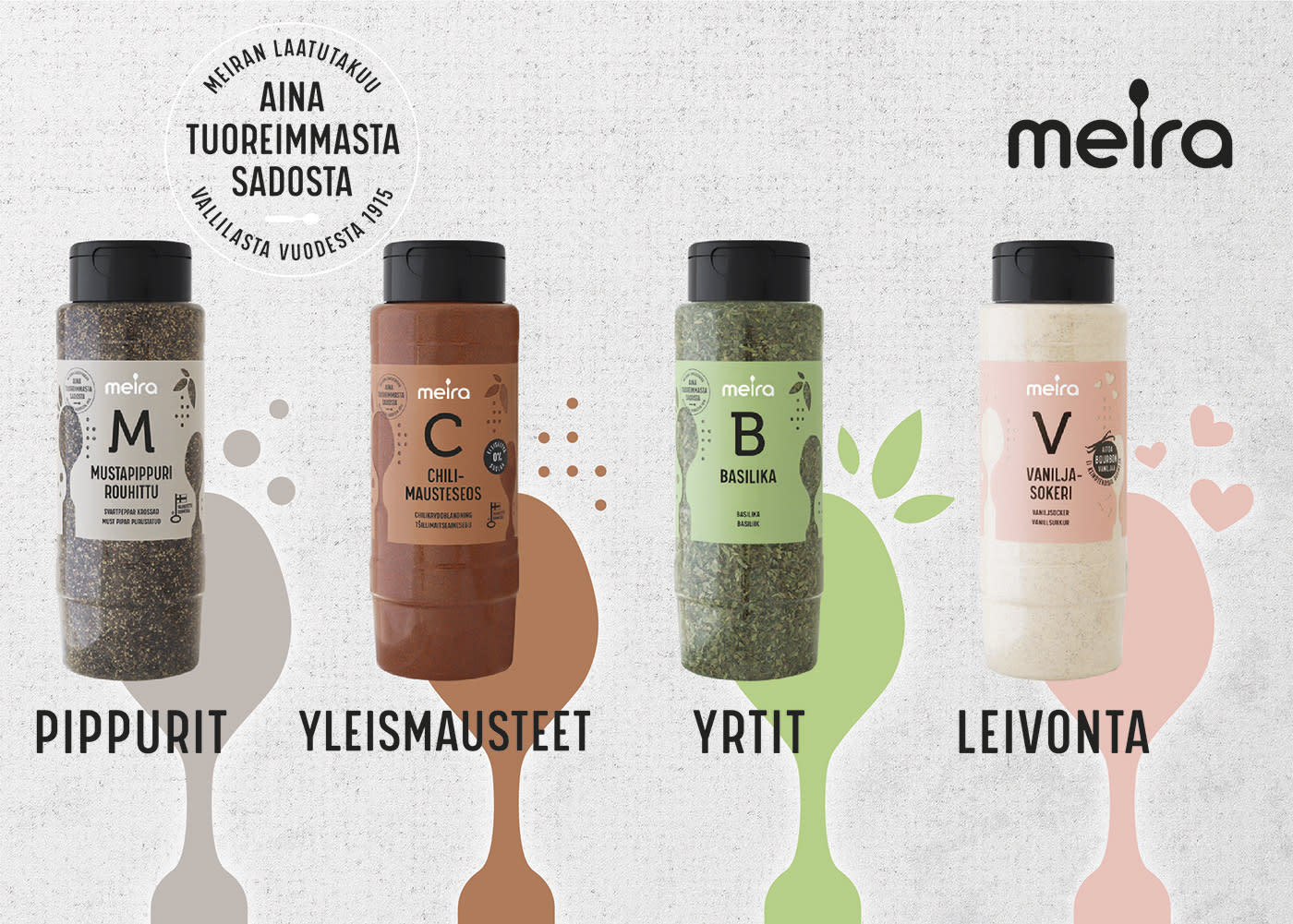 Meiran mausteet ovat aina tuoreimmasta sadosta. Nyt tuttu pakkaus, uusi ...