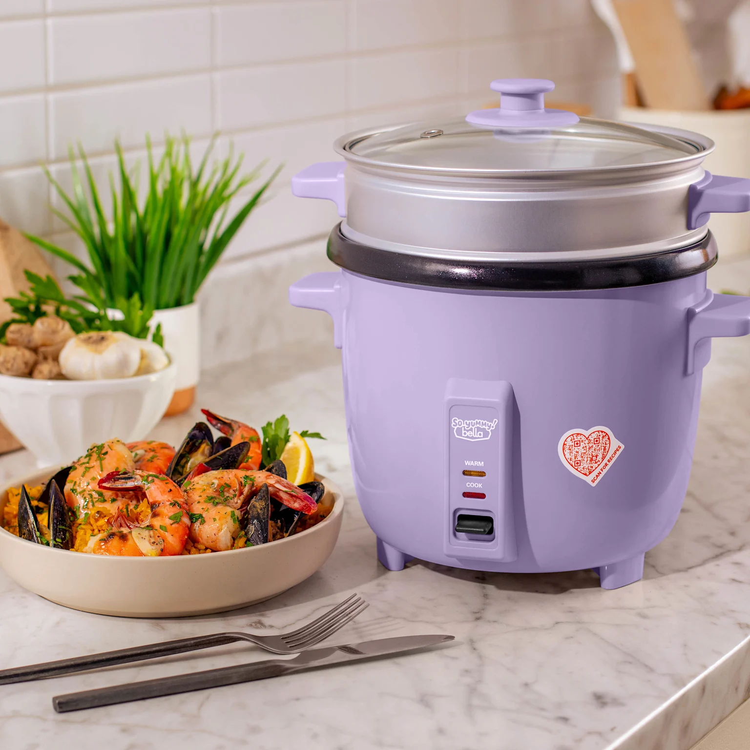 So Yummy by bella 2-in-1 Rice Cooker and Steamer - Compact Rice Cooker ...