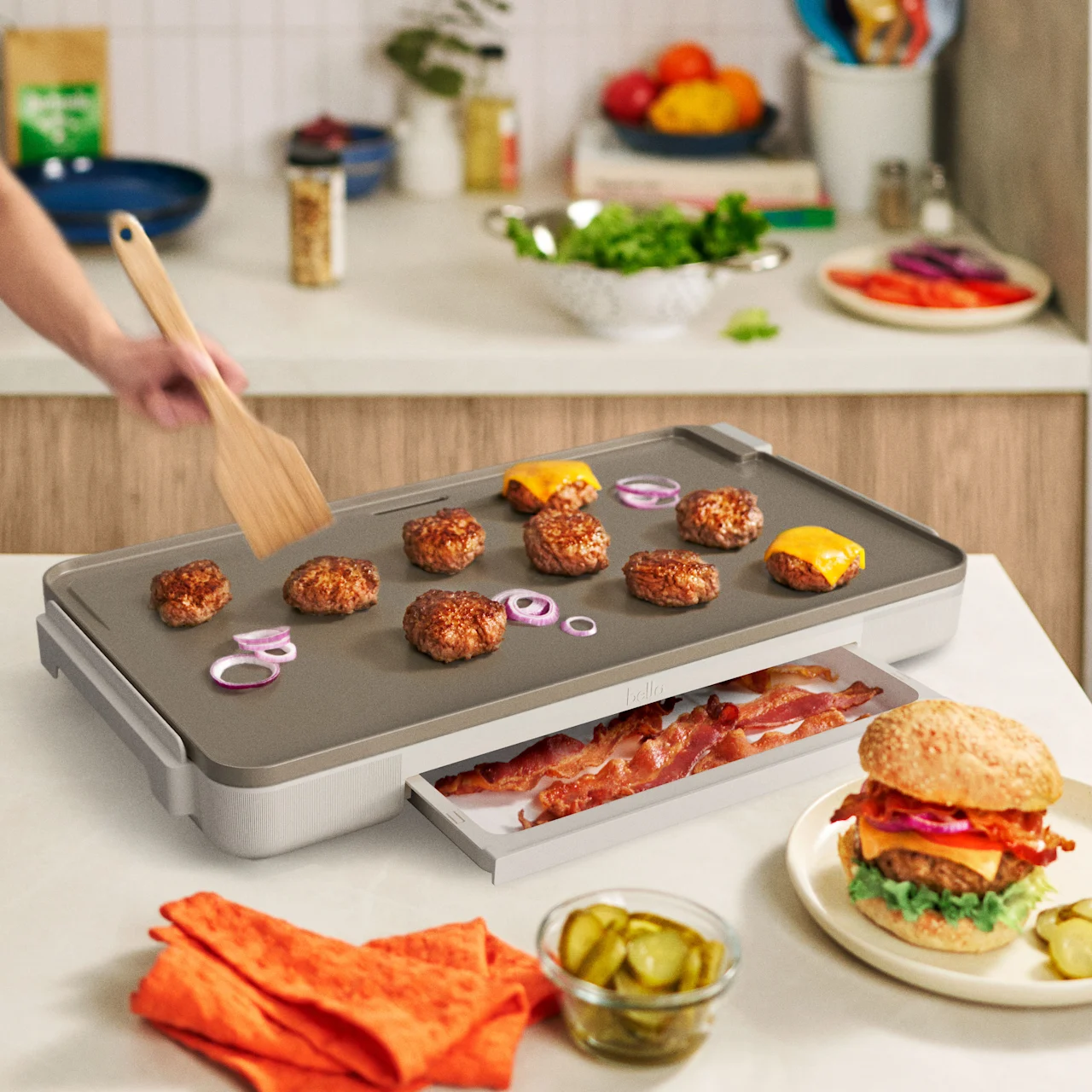 bella 12" x 22" XL Griddle with Warming Tray - Extra-Large Electric ...