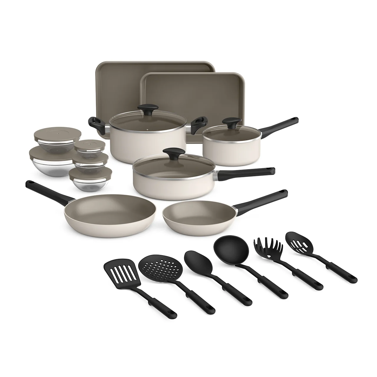 bella 21-Piece Ceramic Nonstick Cookware Set - Complete Pots and Pans Set for Easy, Healthy Cooking