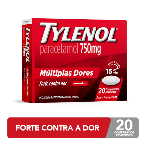 TYLENOL® MÚLTIPLAS DORES FORTE CONTRA A DOR 750mg | TYLENOL®