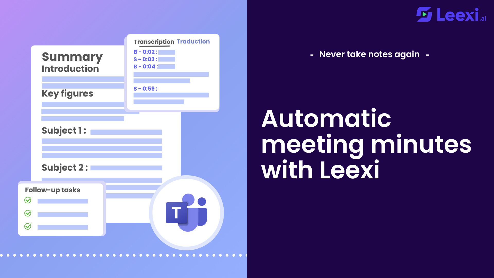 Automatic meeting minutes on Teams | Leexi - AI Notetaker