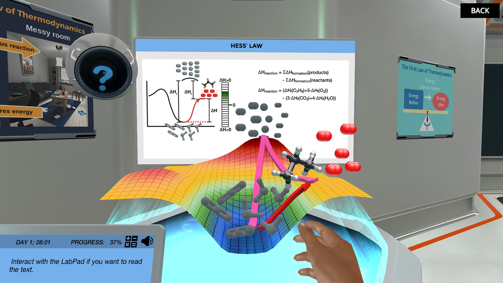Energy Surfaces and Spontaneous Reactions | Labster Virtual Labs