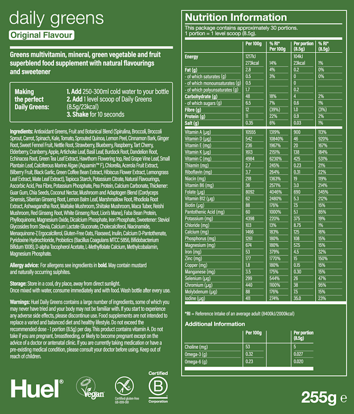 Is Huel Healthy? | Huel Daily Greens Nutrition | Huel