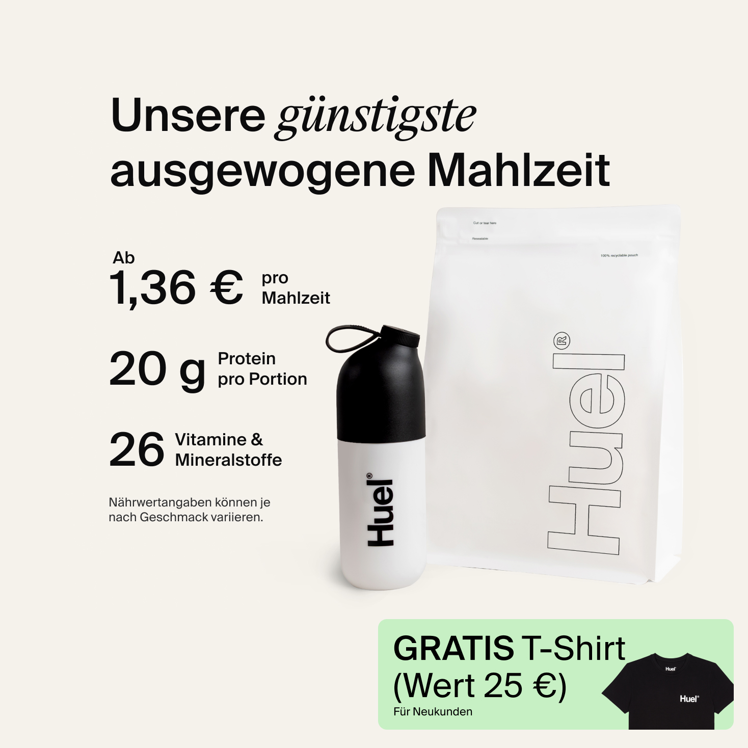 Huel Essential | Günstigste Pulvermahlzeit | Huel DE