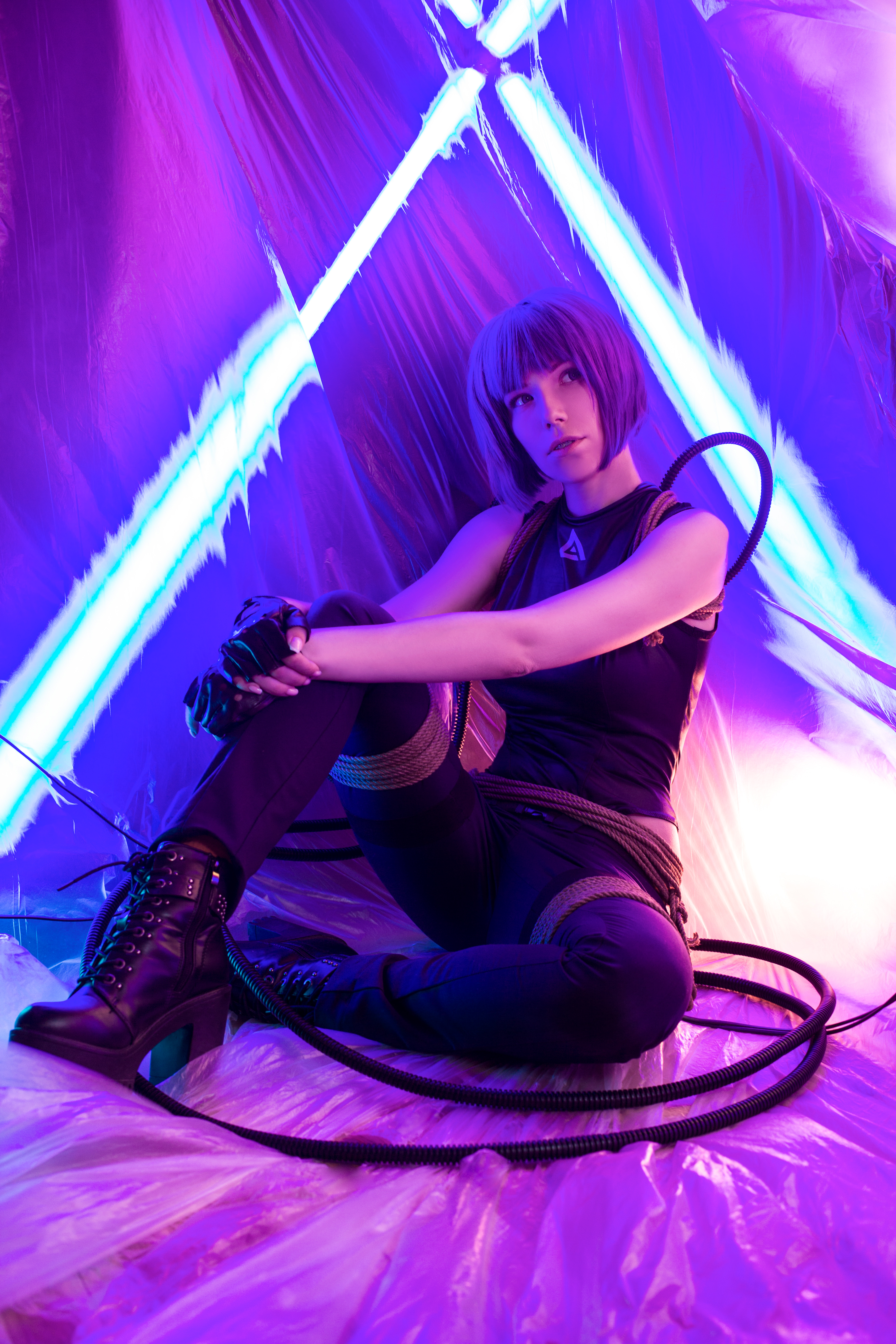 Ghost in the shell Motoko Kusanagi neon set - Shibari by Azzky