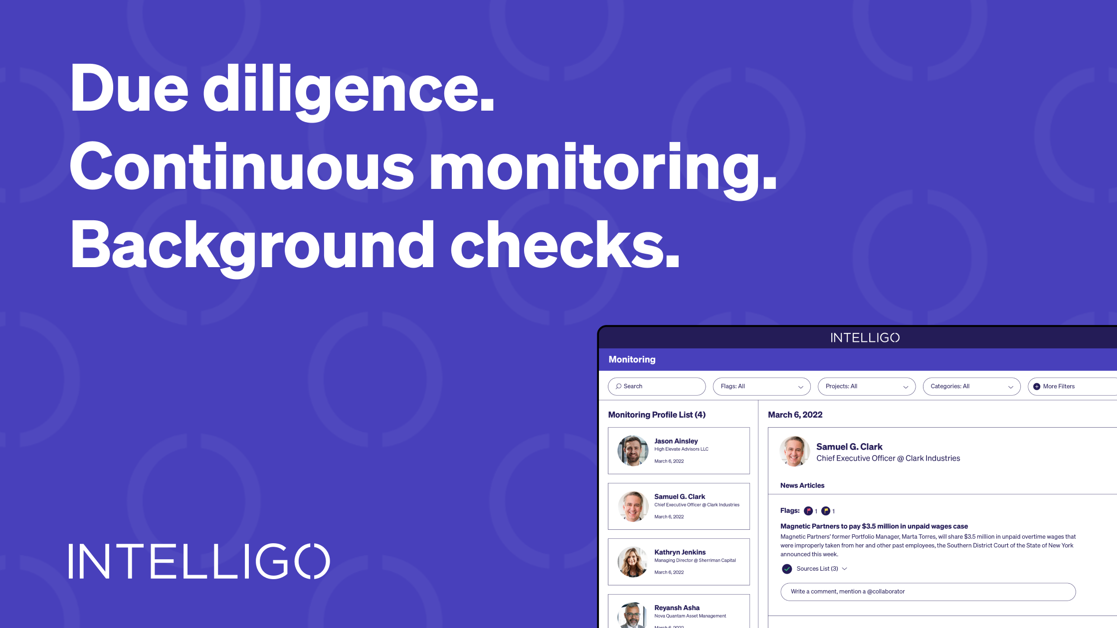 Continuous Monitoring for Investments, Companies, and Employees – Intelligo