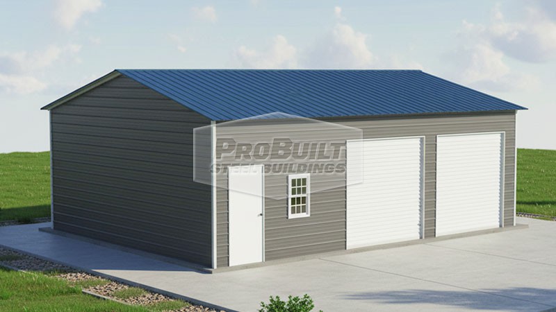 24x30 Vertical Roof Steel Garage - Probuilt Steel Buildings