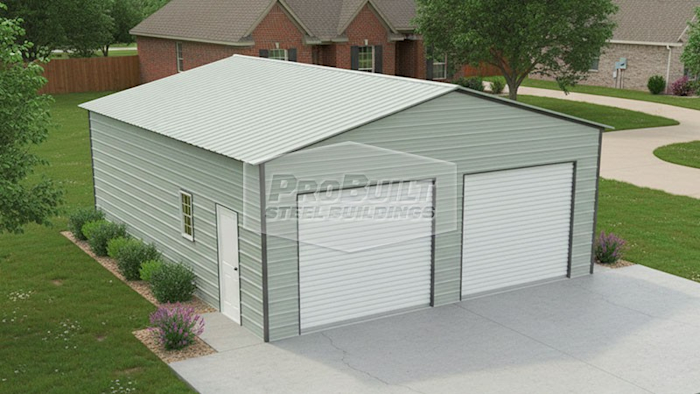 24x30 Vertical Steel Garage - Probuilt Steel Buildings