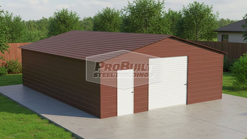 28x30 Boxed Eave Roof Garage - Probuilt Steel Buildings