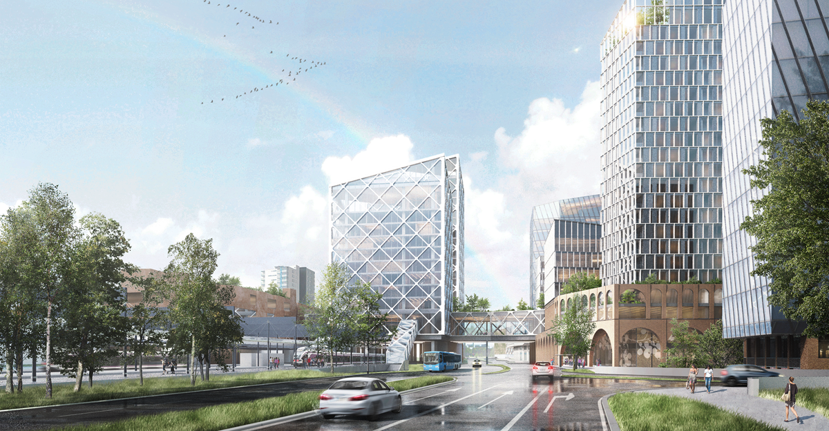 The consortium of Architecture Office B&M, SATO, Peab, and TA received the third prize in the ...