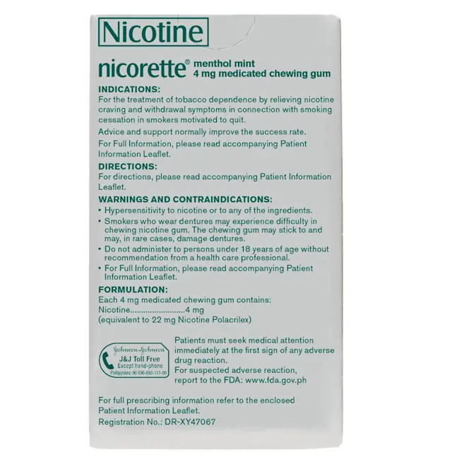 Nicotine (NICORETTE®) 4mg Medicated Chewing Gum | Nicotine Polacrilex ...