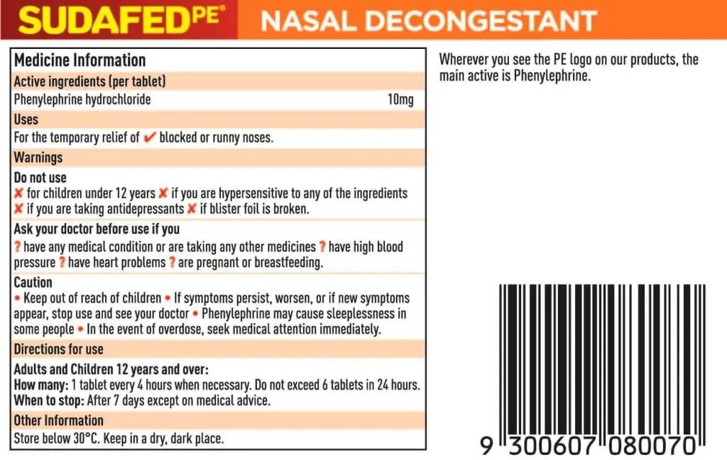 SUDAFED® PE Nasal Decongestant Tablets | Sudafed®