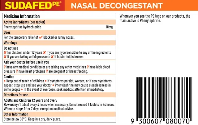 SUDAFED® PE Nasal Decongestant Tablets | Sudafed®