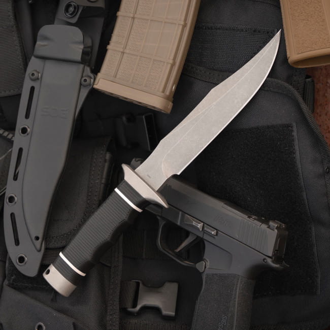 Tech Bowie - Stonewash | Professional Fixed Blade