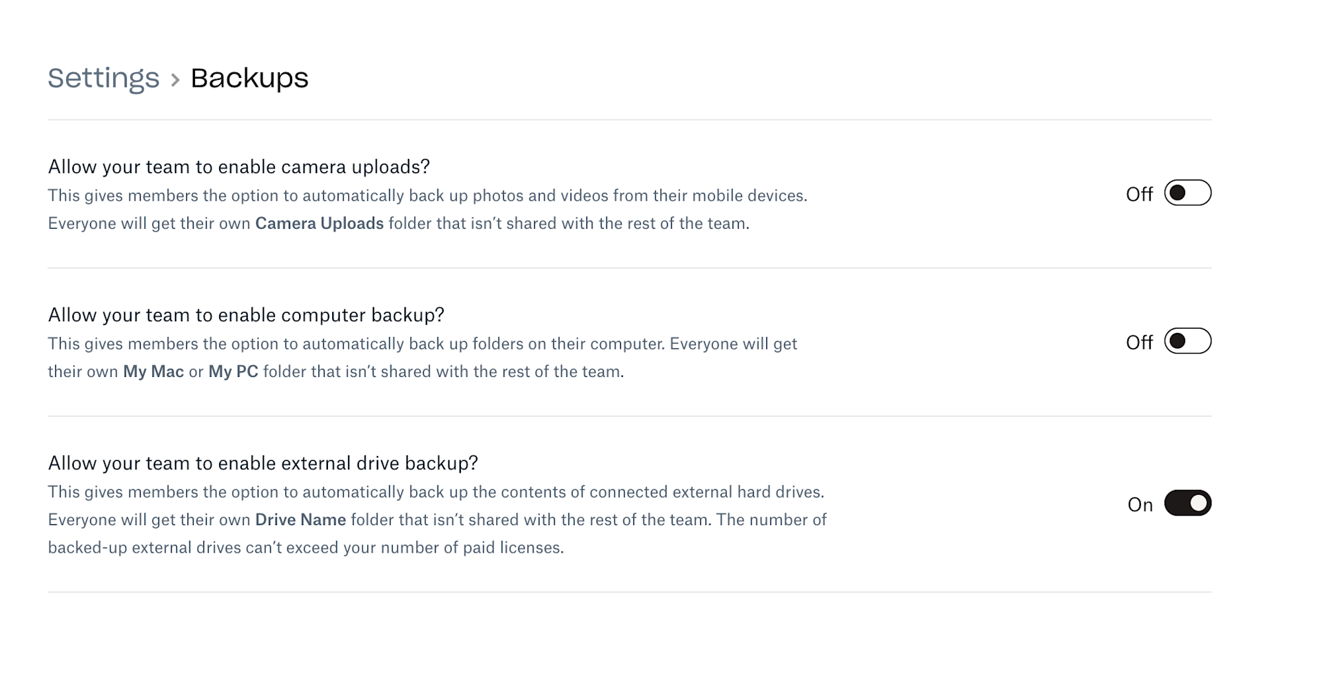 Advanced features of the admin console | Dropbox learn