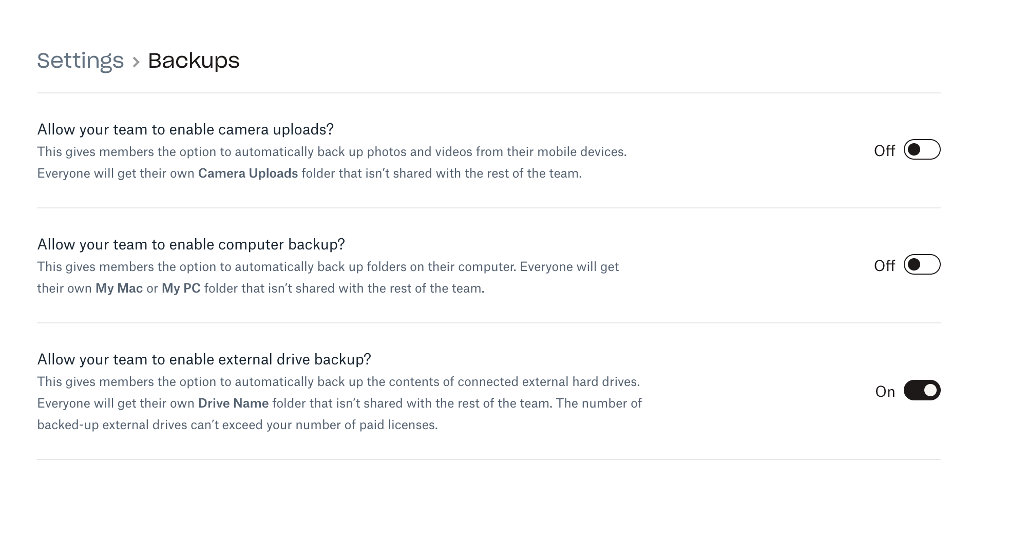 Advanced features of the admin console | Dropbox learn
