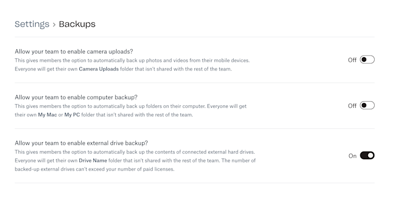 Advanced features of the admin console | Dropbox learn