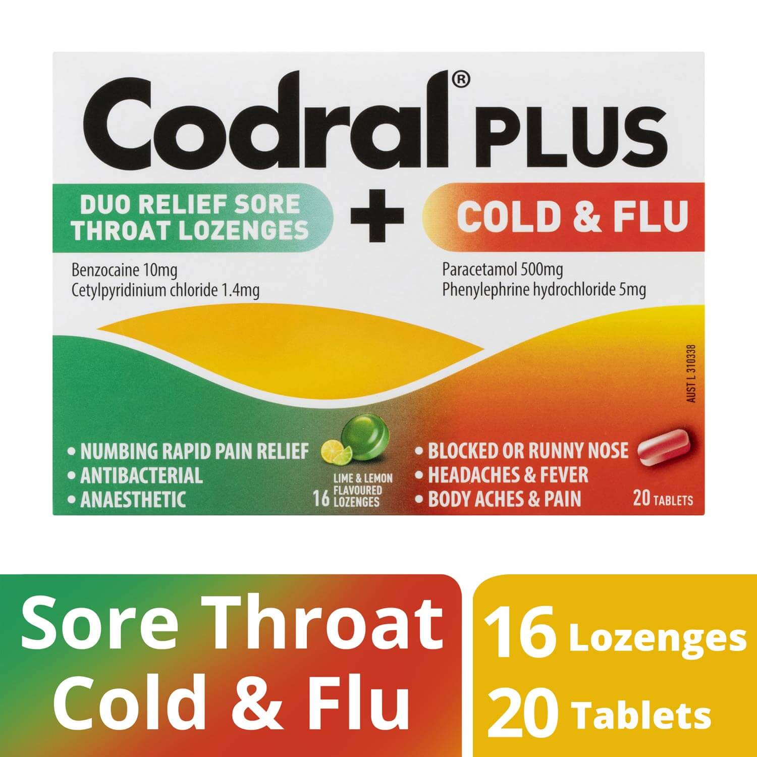 CODRAL® Plus Sore Throat Lozenges + Cold & Flu Decongestant Relief Tablets | CODRAL® Australia