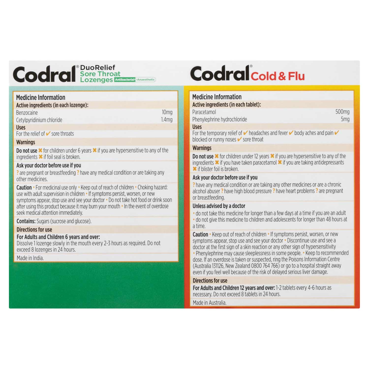 CODRAL® Plus Sore Throat Lozenges + Cold & Flu Decongestant Relief ...