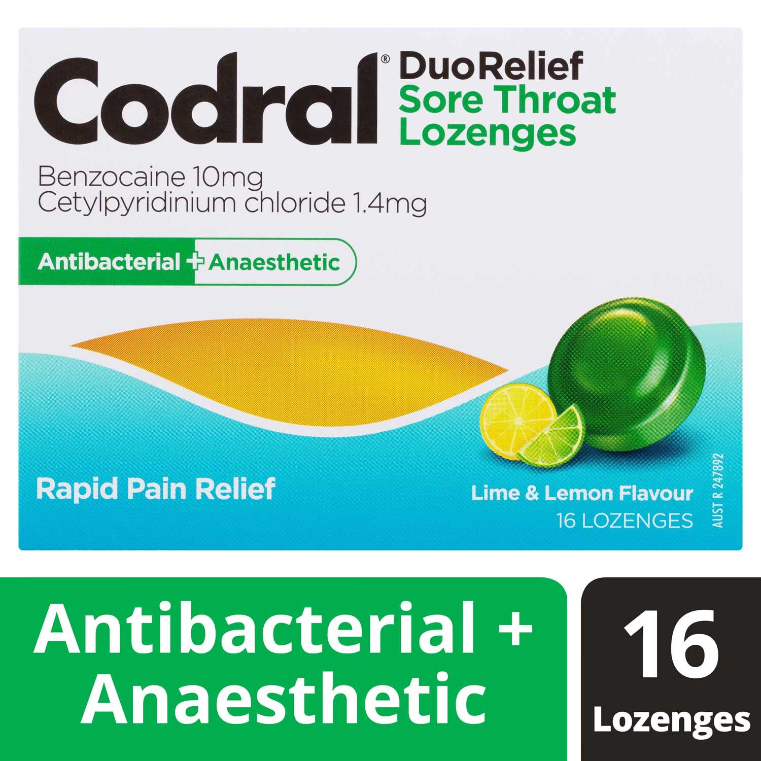 Codral® DuoRelief Sore Throat Lozenges Lime & Lemon | CODRAL® Australia