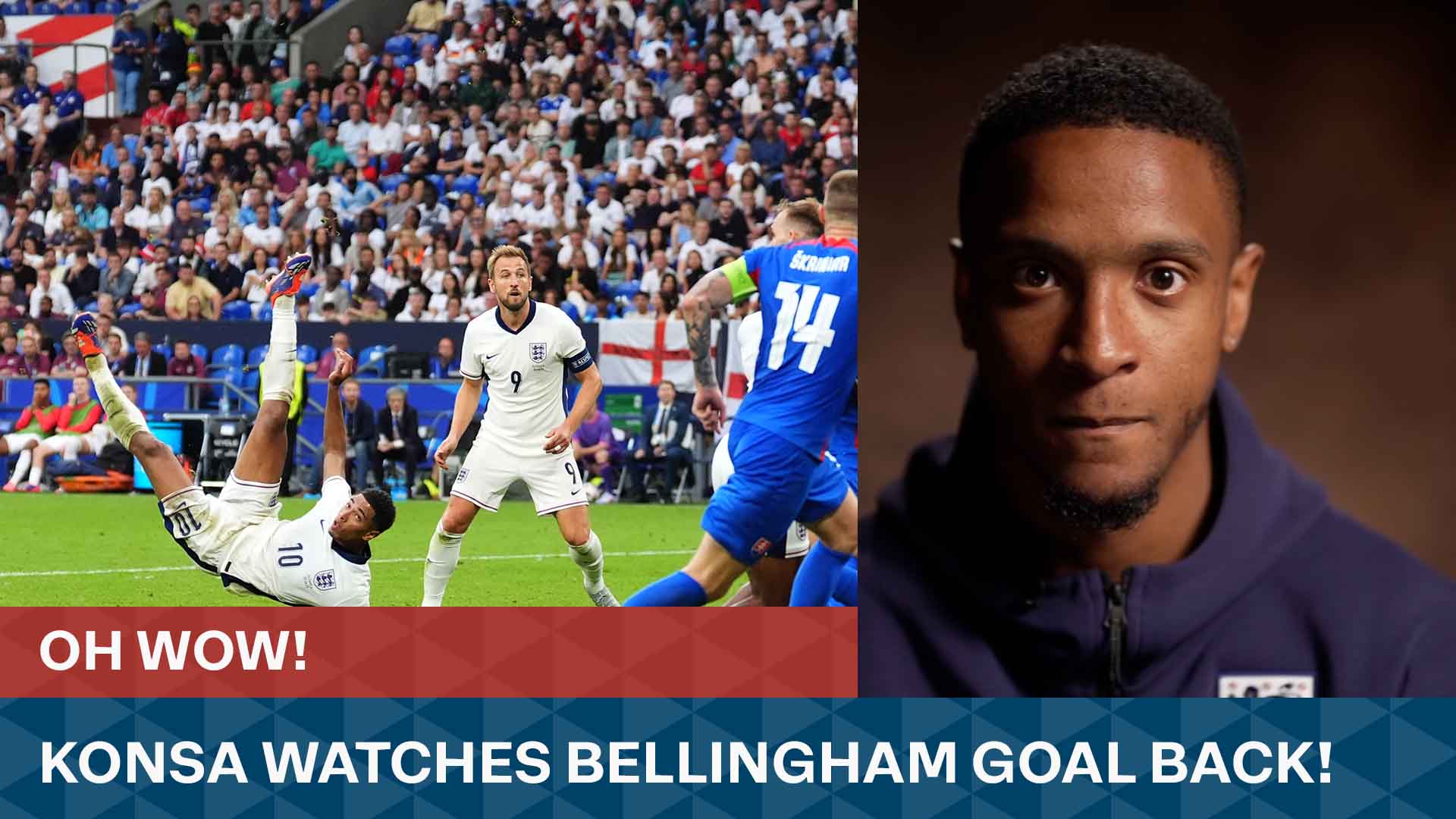 Konsa reacts to Bellingham goal - Latest From ITV Sport