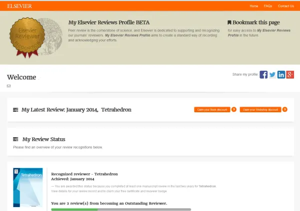 Elsevier’s Reviewer Recognition Platform prepares for next phase | Elsevier