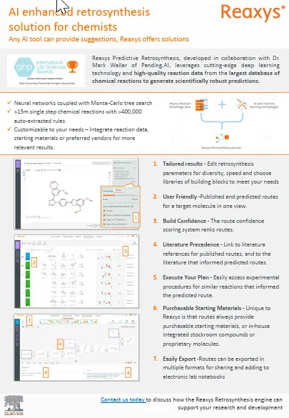Reaxys | Predictive Retrosynthesis | Factsheet | Elsevier