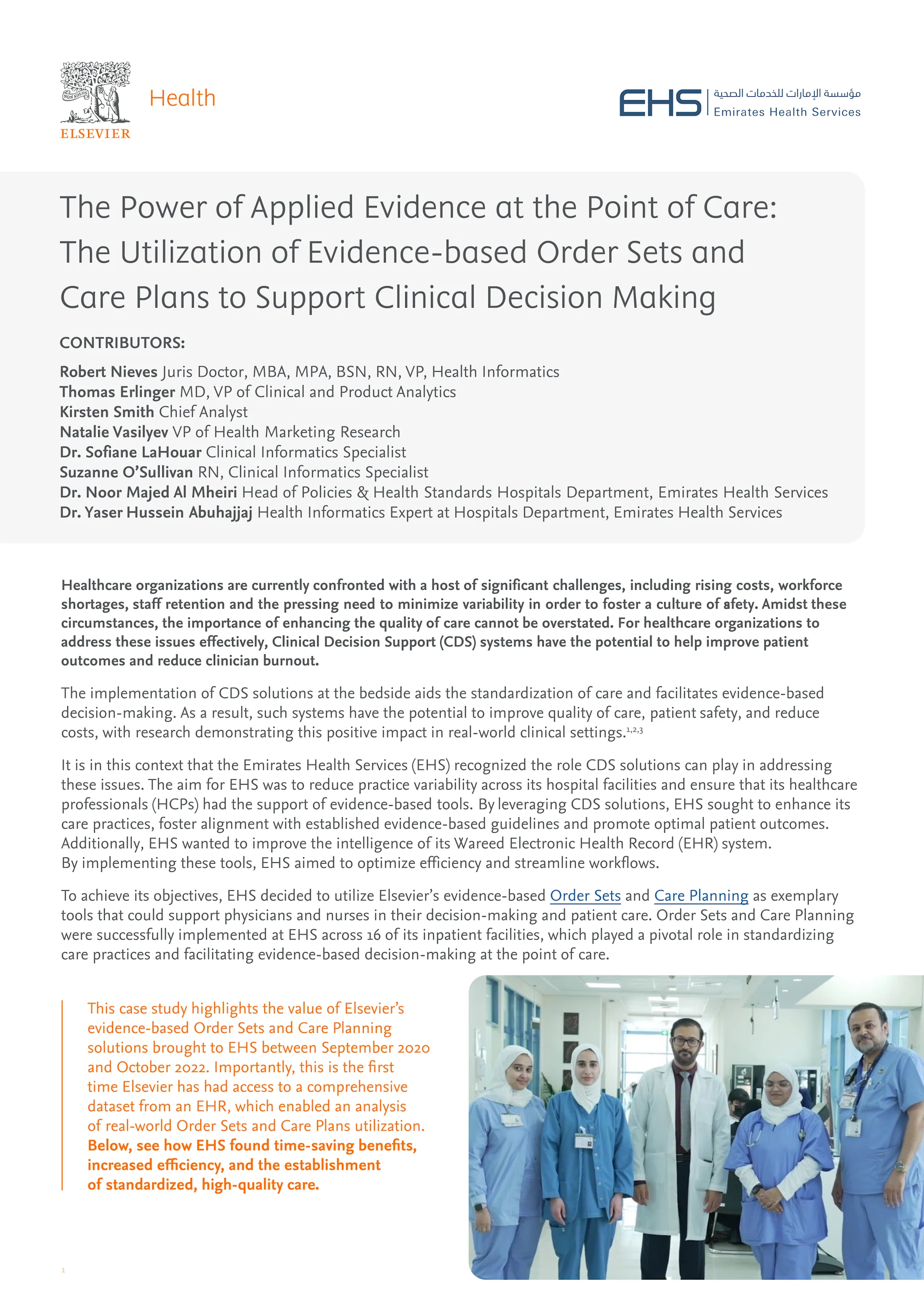 The Utilization of Evidence-based Order Sets and Care Plans to Support ...