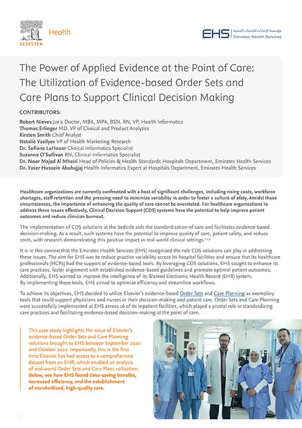 The Utilization of Evidence-based Order Sets and Care Plans to Support ...
