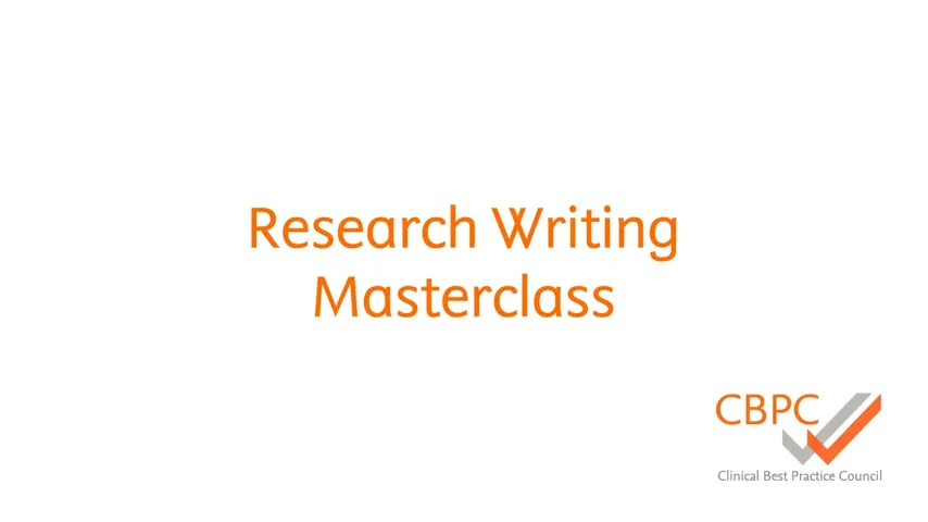 Scientific Writing Master Class