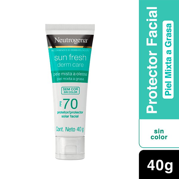 Protector Solar Facial sin color Neutrogena Sun fresh Derm care FPS70 ...