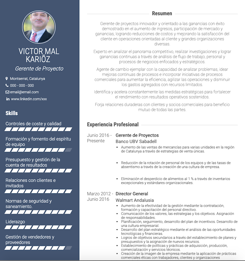 Ejemplos CV Gerente de proyecto y muestras CV en directo