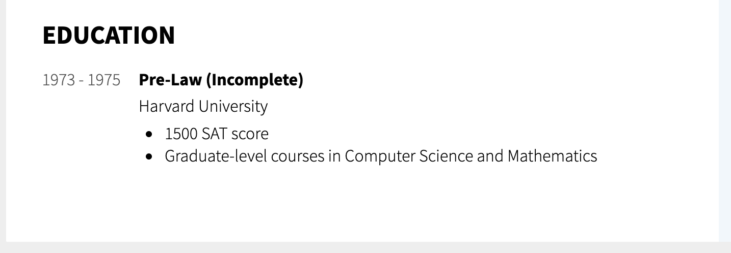 Writing a resume for Bill Gates