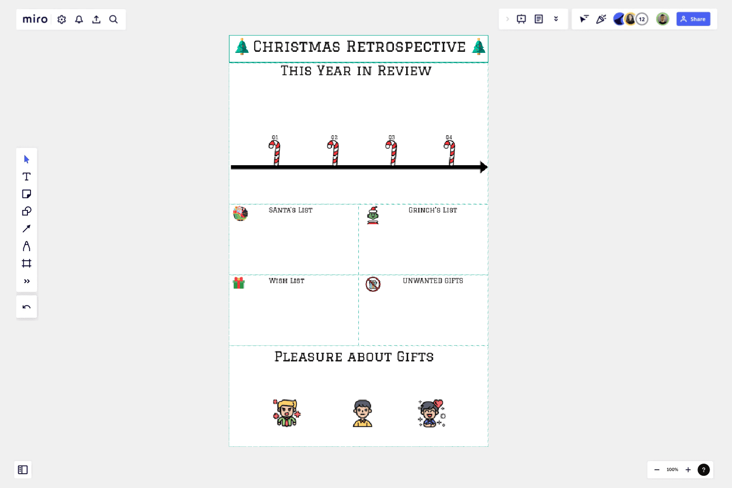 Modèle de Rétrospective de Noël GRATUIT | Miro 2025
