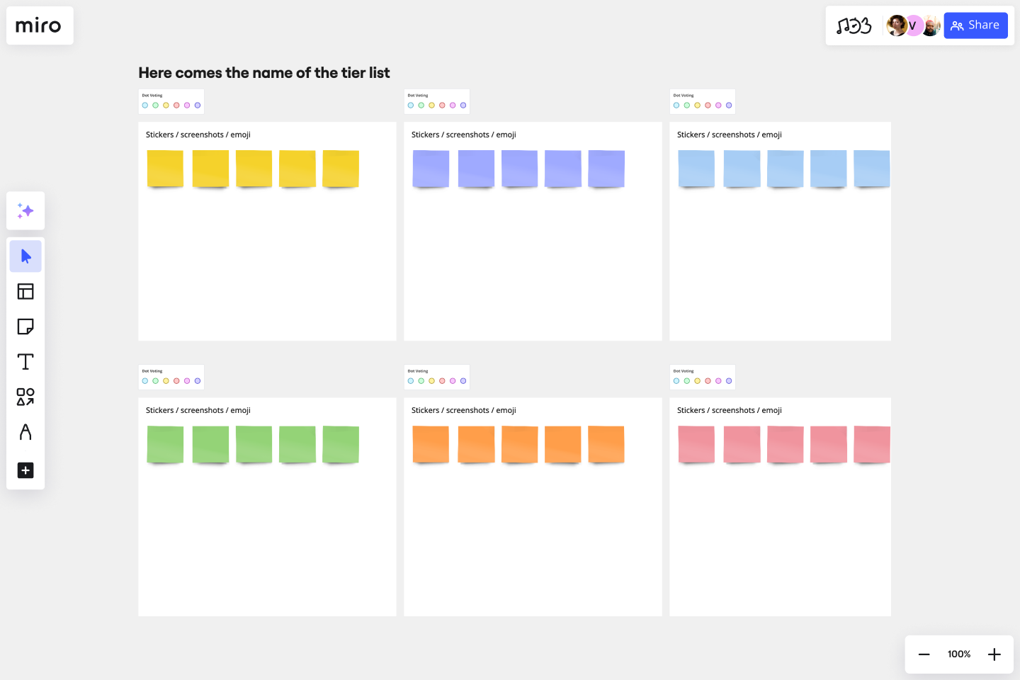 FREE Tier List Template | Rank Ideas | Miro 2025