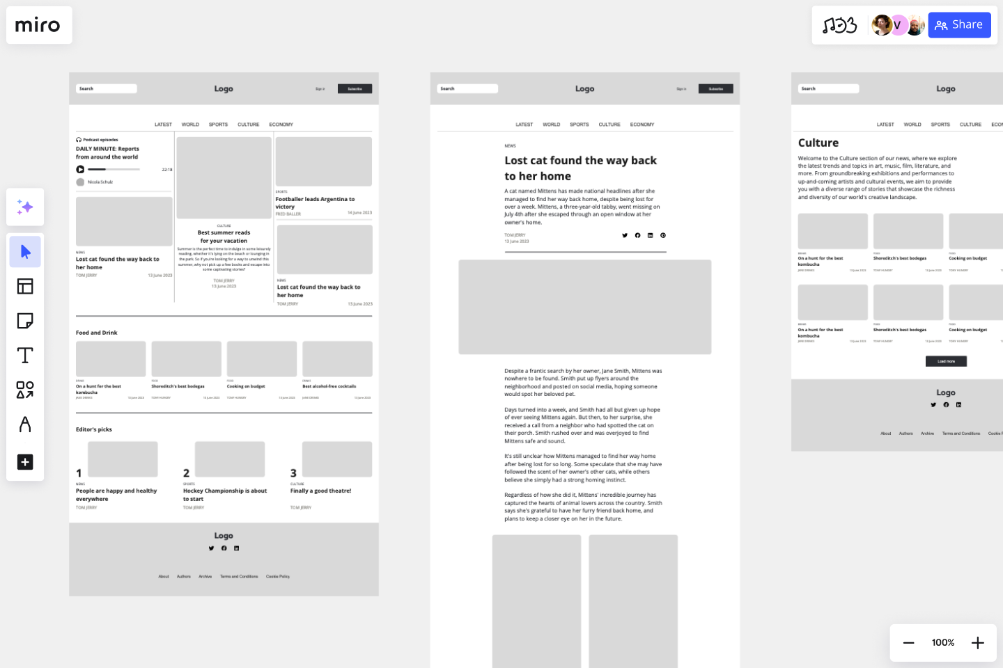 FREE News Website Wireframe Template 2025