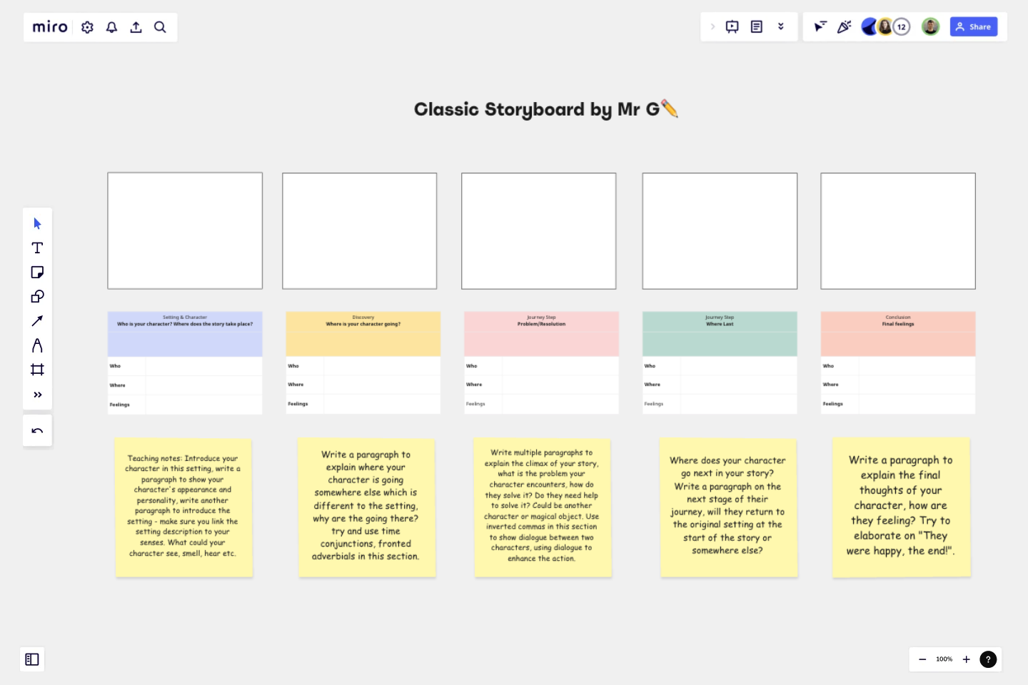 FREE Fiction Storyboard Template | Miro 2025