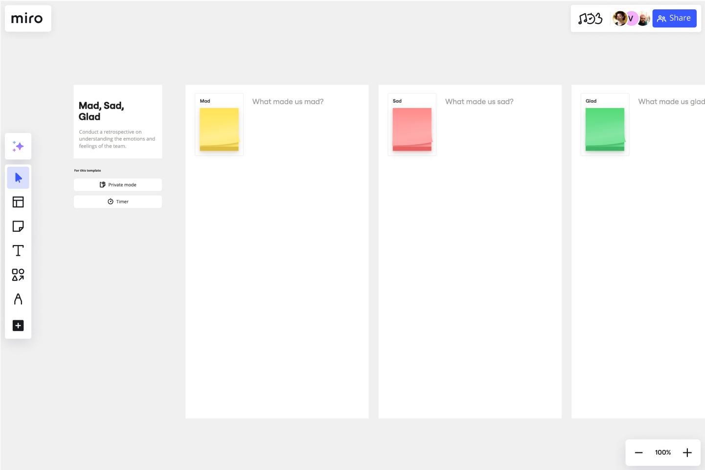 FREE Mad Sad Glad Retrospective for Teams | Miro 2025