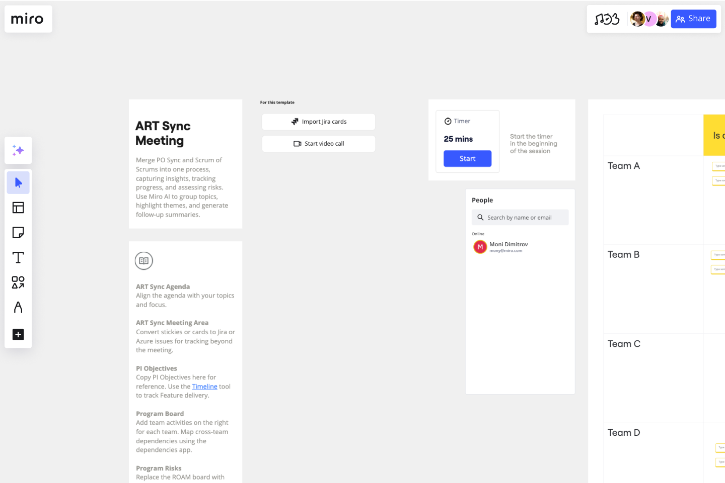 FREE ART Sync Meeting SAFe Template | Miro 2025