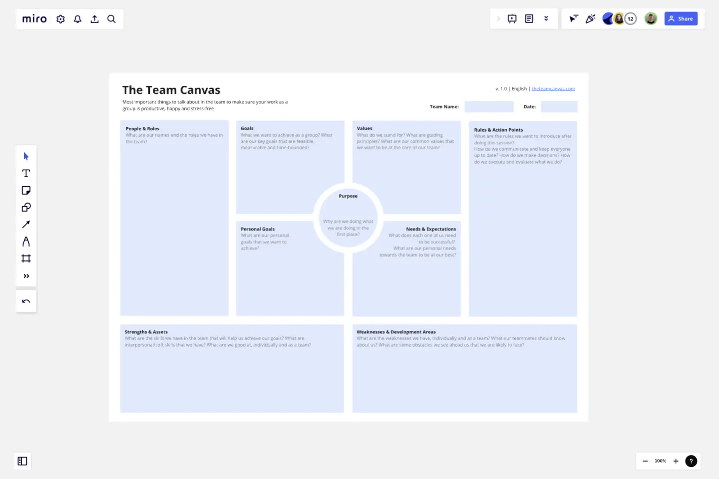 FREE The Team Canvas Template | Miro 2025