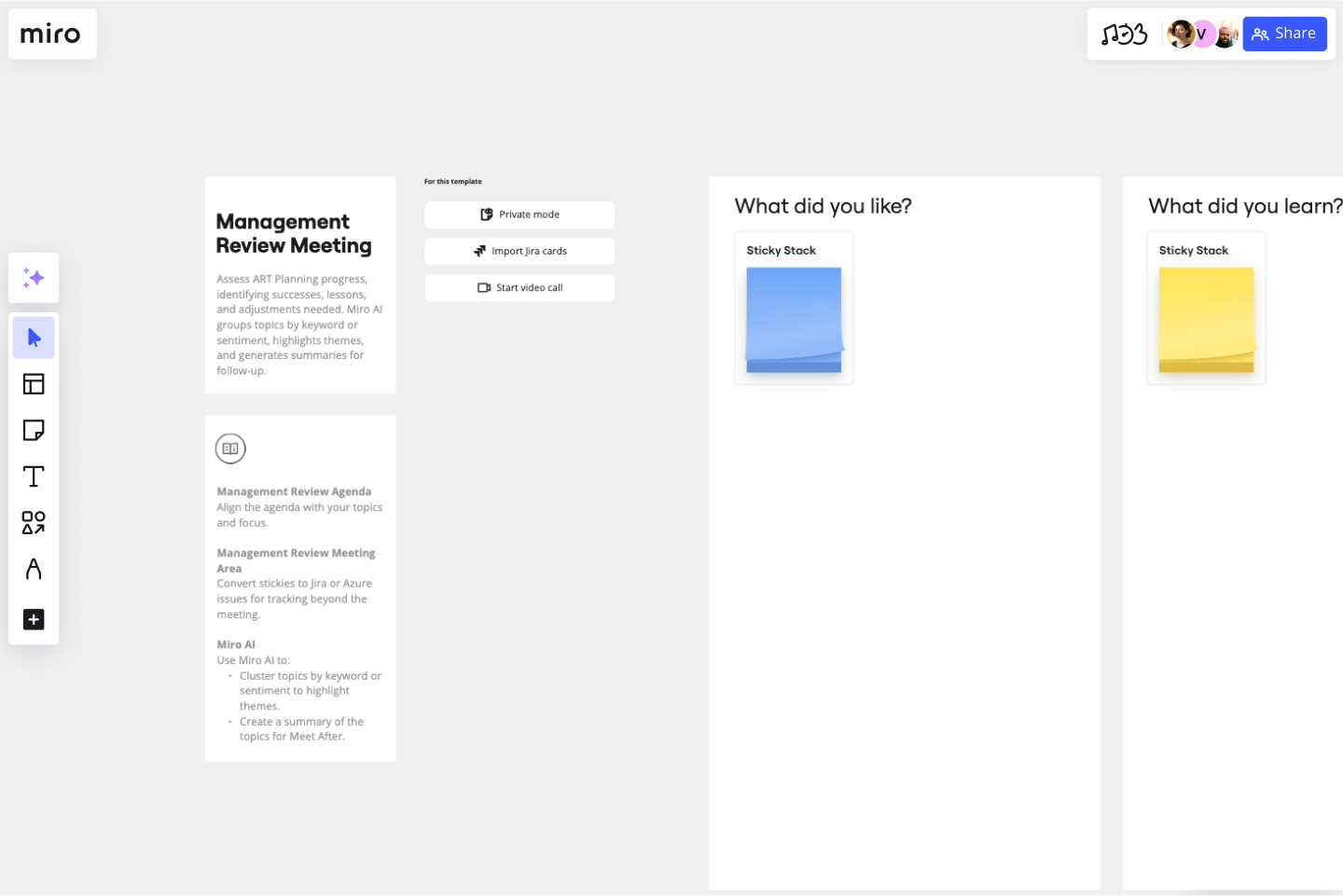 FREE Management Review Meeting SAFe Template | Miro 2025