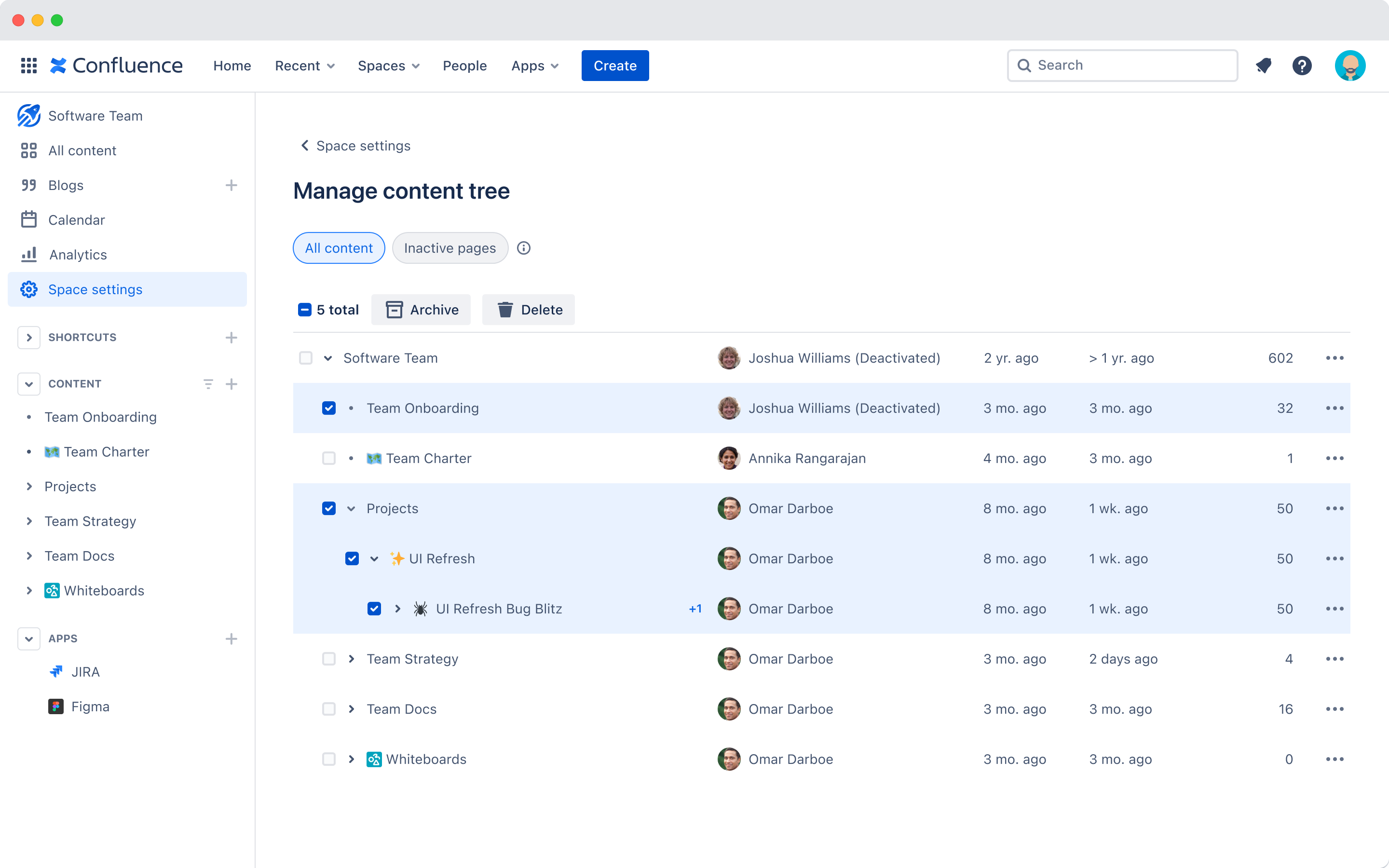 Clean up a space with the content manager | Confluence Cloud | Atlassian Support
