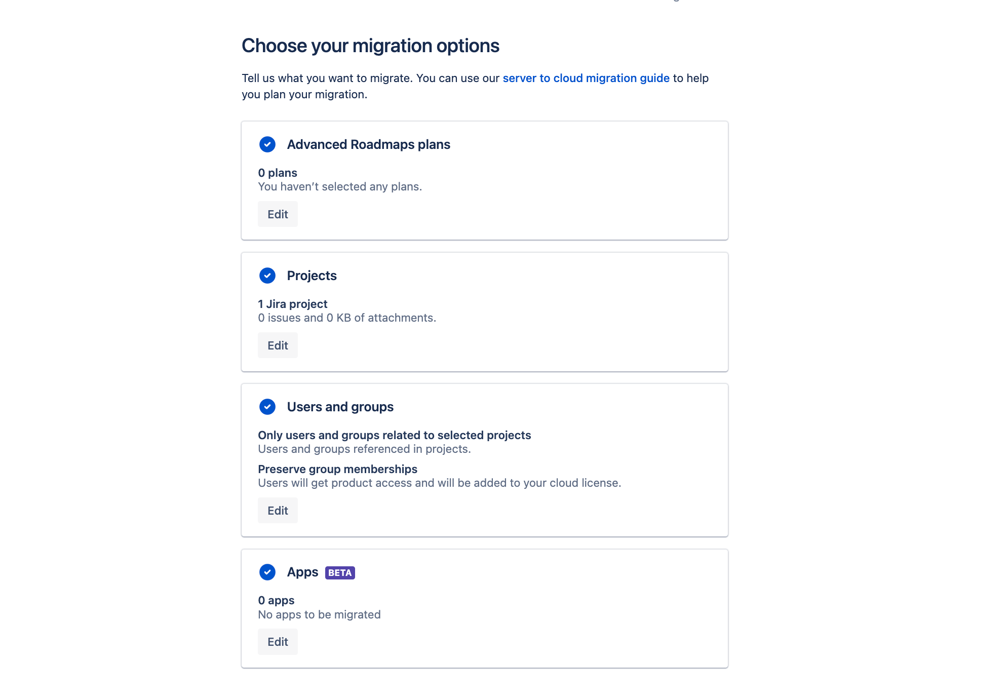 Choose what Jira data to migrate using the assistant | Atlassian Support