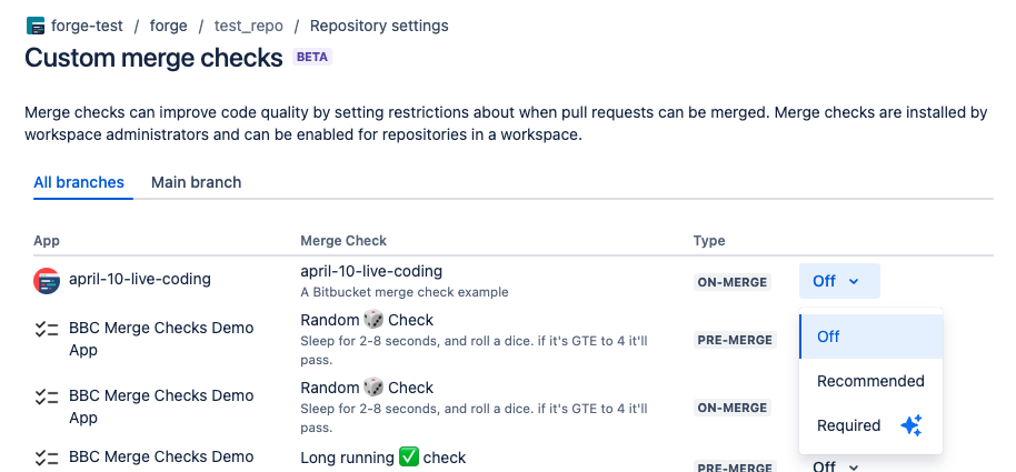 Set Up And Use Custom Merge Checks Bitbucket Cloud Atlassian Support 