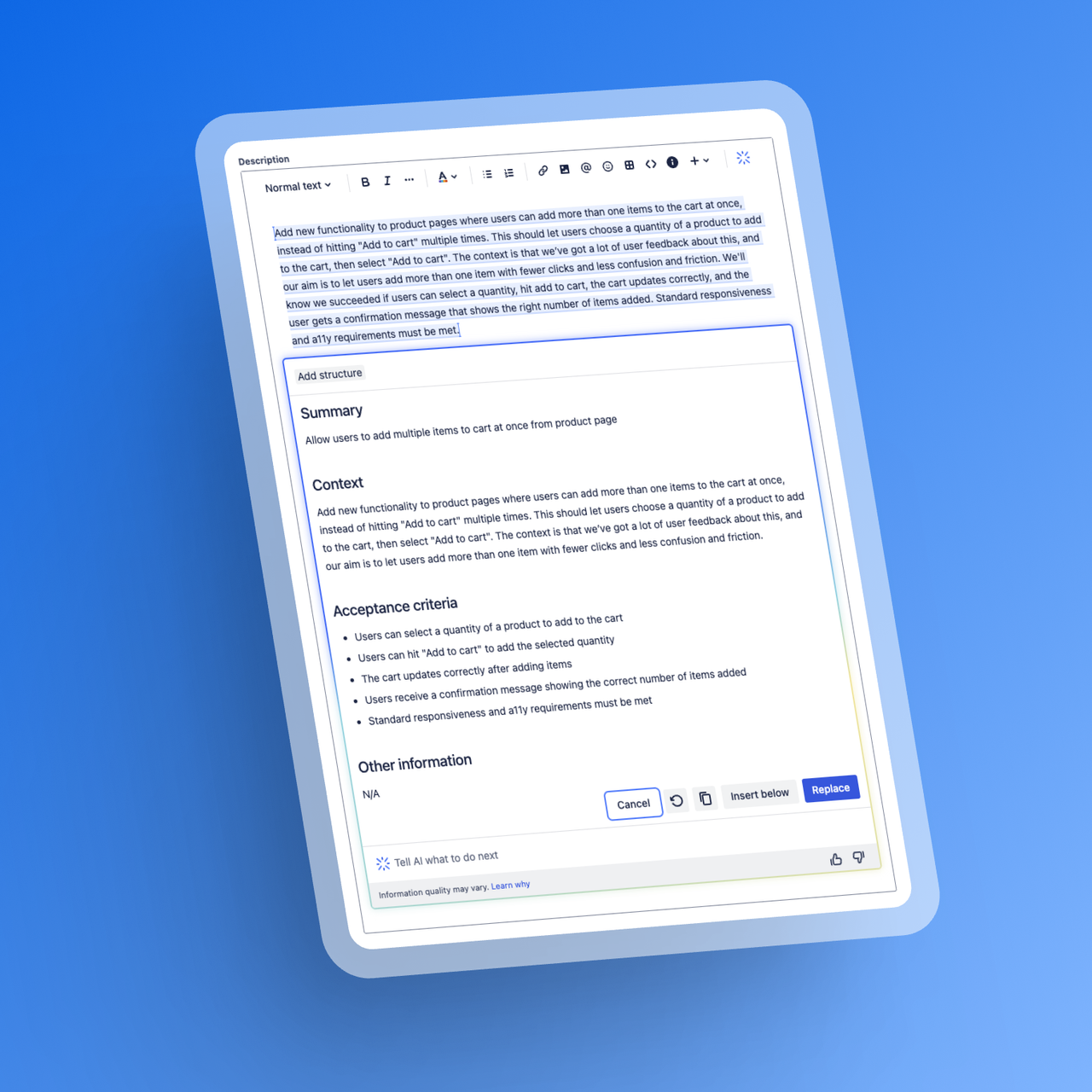 Improve the clarity of issue descriptions with AI - Atlassian App Updates