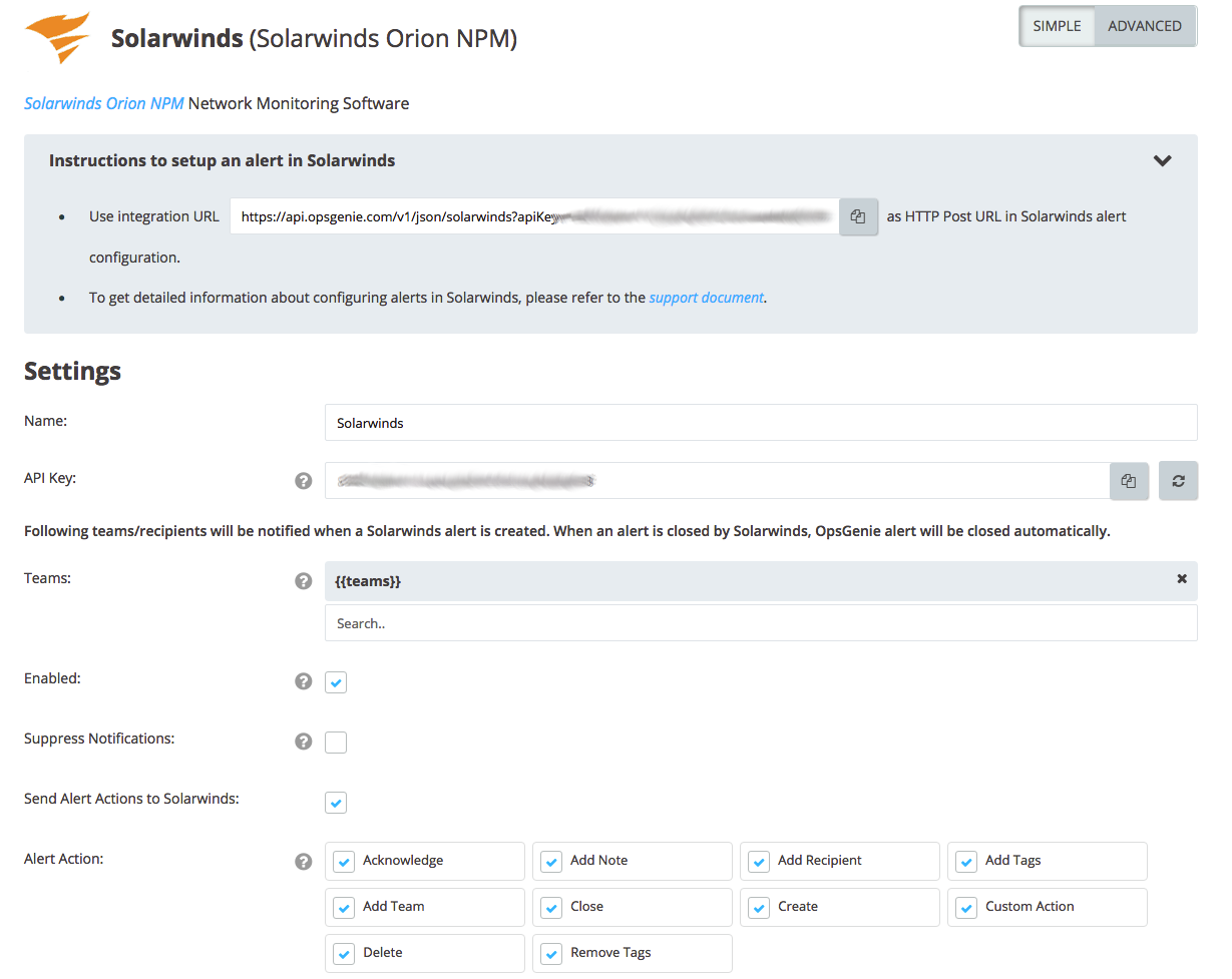 Integrate Opsgenie with Solarwinds NPM | Opsgenie | Atlassian Support